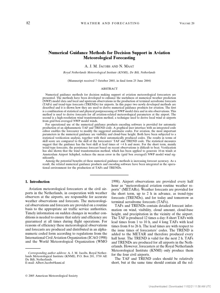 15200434 Weather And Forecasting Numerical Guidance Methods For