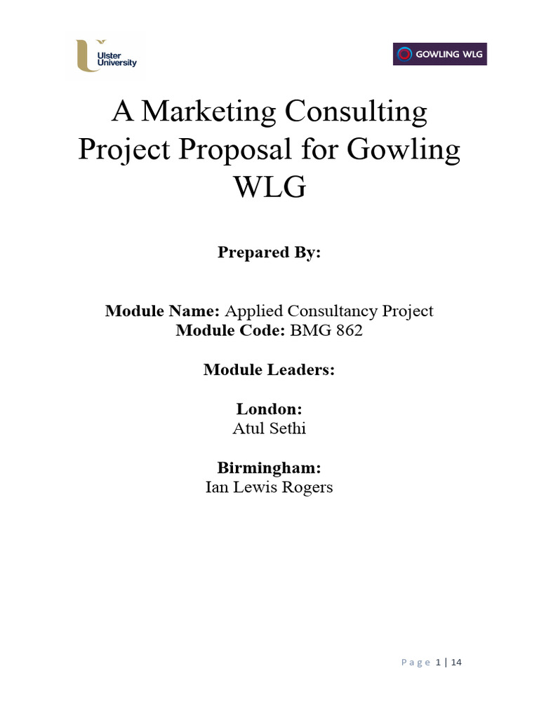 Applied Consulting Project Proposal On Gowling WLG | PDF | Marketing | Brand