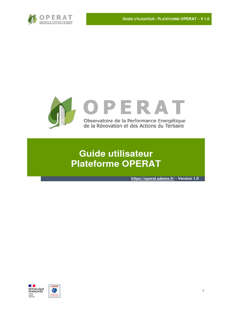 Guide d'utilisation de la plateforme OPERAT | PDF | Secteur tertiaire ...