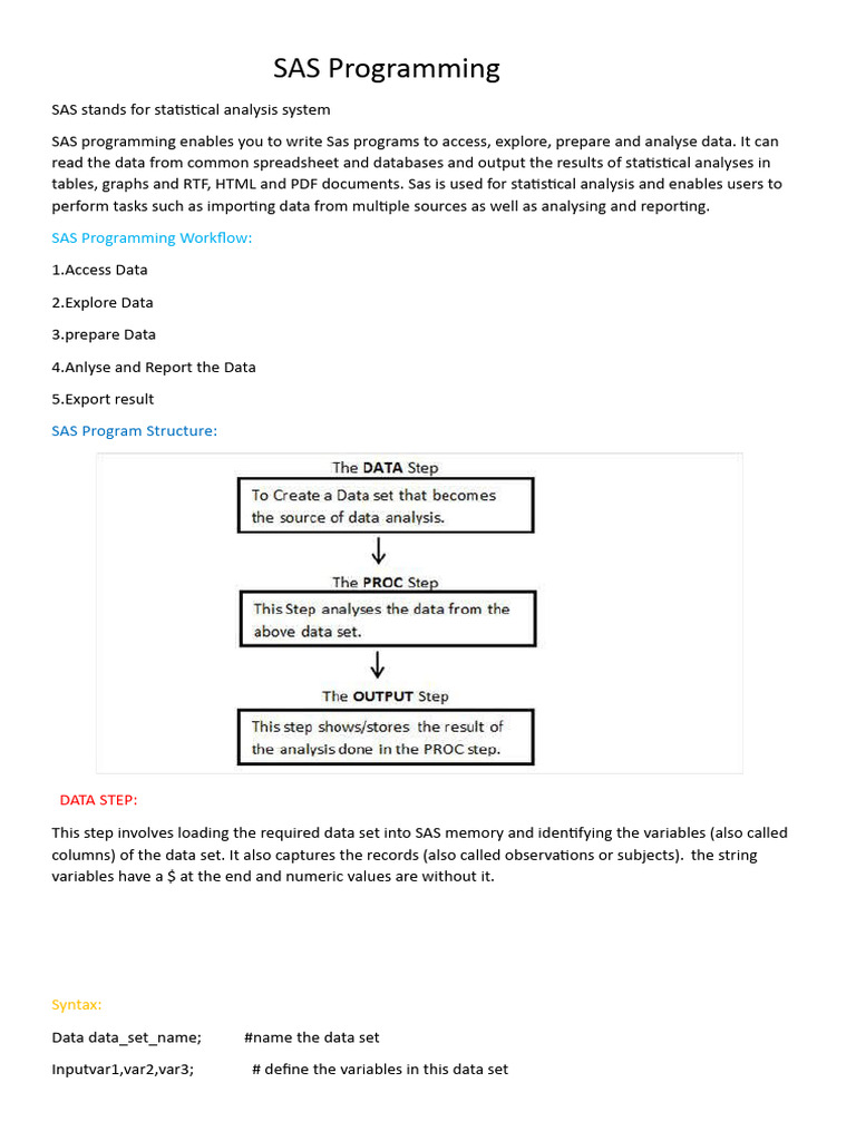 Sas Programming Pdf Sas Software Microsoft Excel