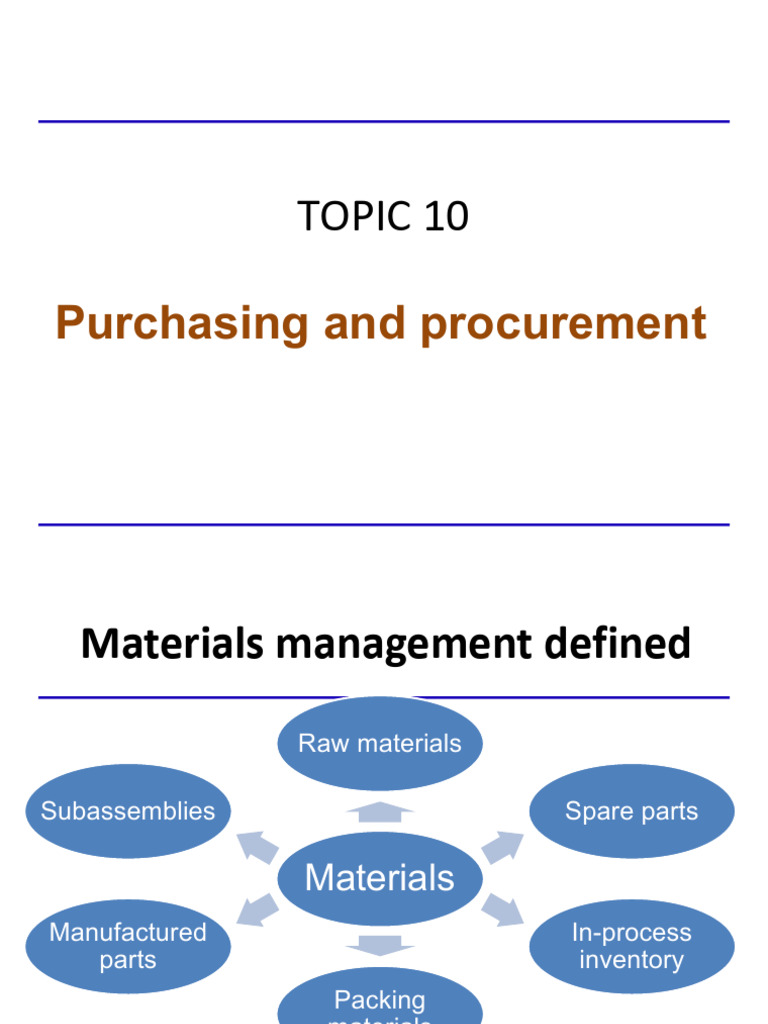 TOPIC 10 - Procurement | PDF | Procurement | Supply Chain