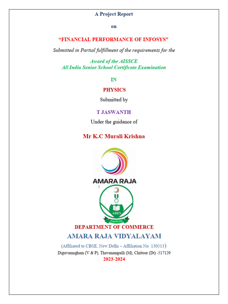 JASWANTH_Inter_Project_Front Pages_ACC[1] | PDF | Secondary Education ...