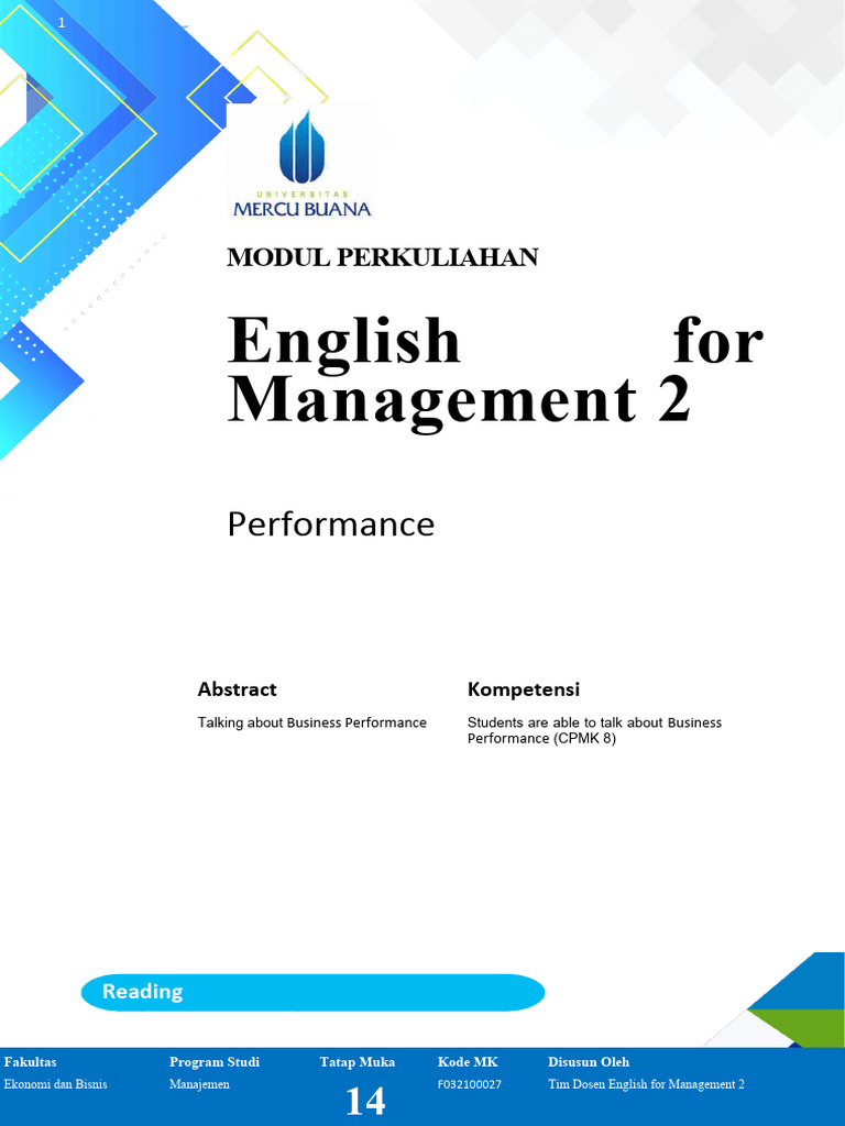 Modul 14 English For Management 2 | PDF | Performance Appraisal ...