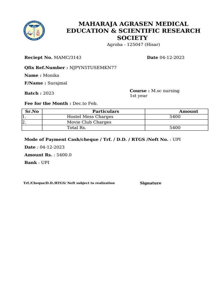 Fee Receipt (1) | PDF