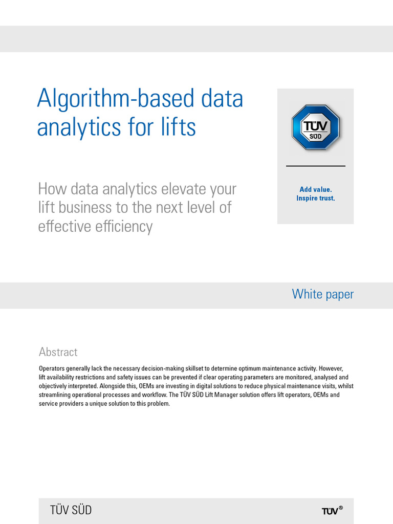 tuvsud-whitepaper-algorithm-based-data-analytics-for-lifts | PDF | Elevator | Internet Of Things