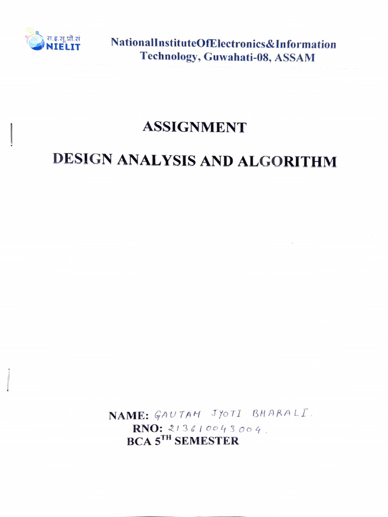 Assignment DAA (Gautam Bharali) | PDF