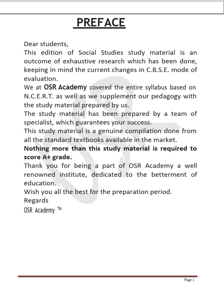 Preface: Nothing More Than This Study Material Is Required To Score A+ ...