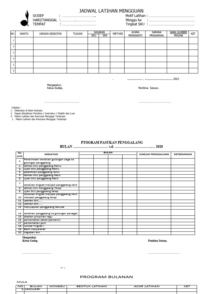 Format Latihan Mingguan | PDF