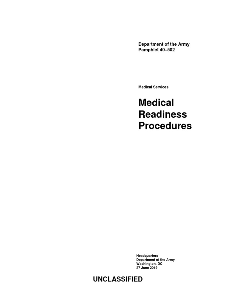 Army Medical Readiness Procedures Guide | PDF | Health Care | Physical ...