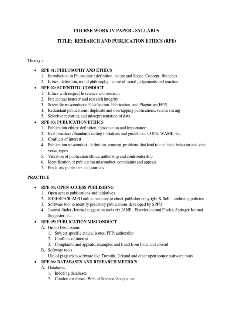 Course Work Iv Paper - Syllabus | PDF | Plagiarism | Open Access