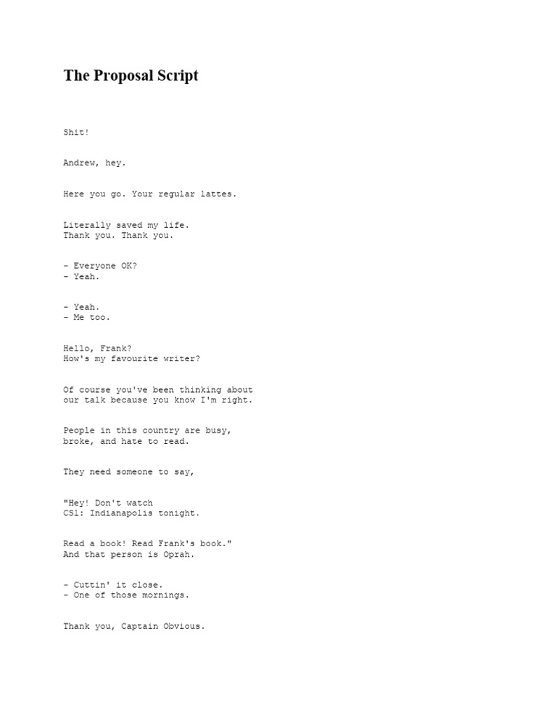 The Proposal Script | PDF | Poetry