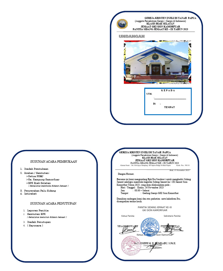 UNDANGAN Sidang Jemaat 2018 | PDF