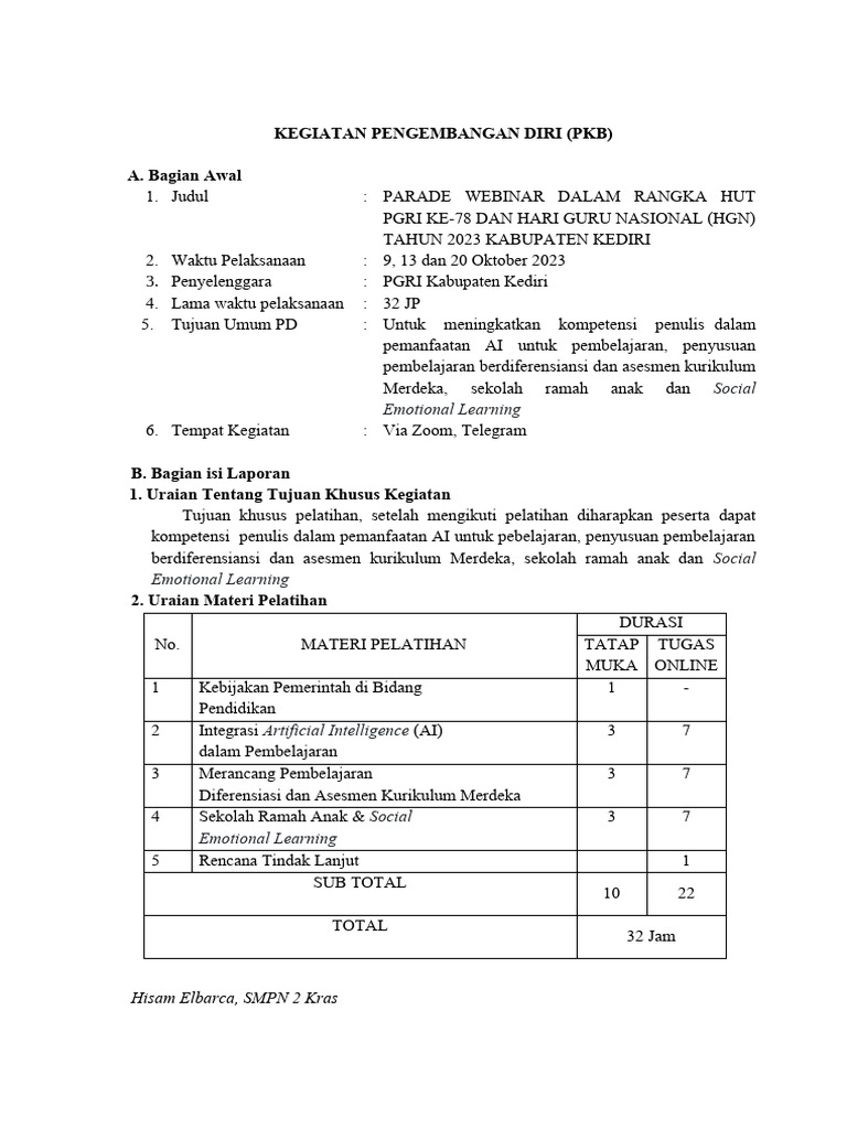 2LAP ISI N MATRIK WS WEBINAR PGRI Okt 2023 Hisam | PDF | Karier & Perkembangan
