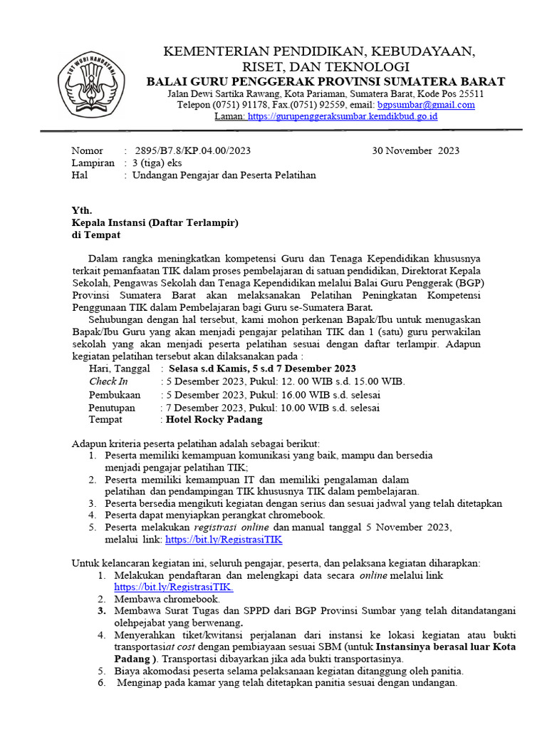 Revisi - Undangan TIK Luring | PDF