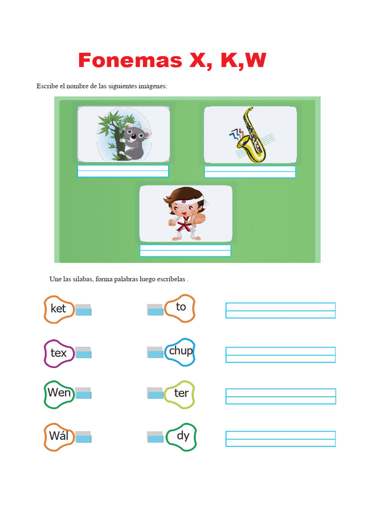 Clases de Fonemas X .K, W | PDF