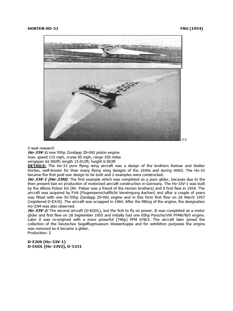 Horten Ho 33 | PDF | History