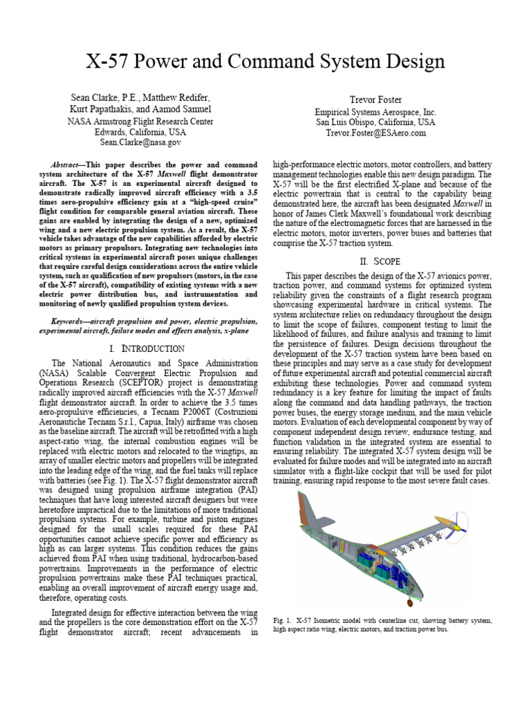 X-57 Power and Command System Design | PDF | Electric Motor | Aircraft