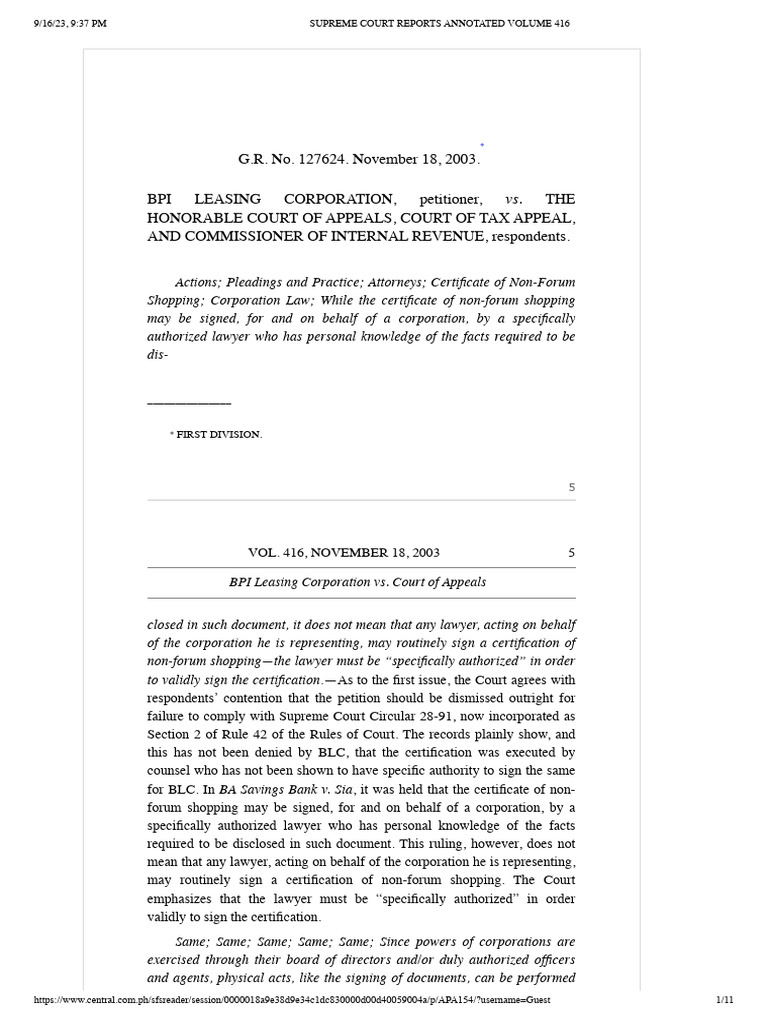 3 BPI Leasing V CA 416 SCRA 4 (2003) | PDF | Supreme Court Of The ...