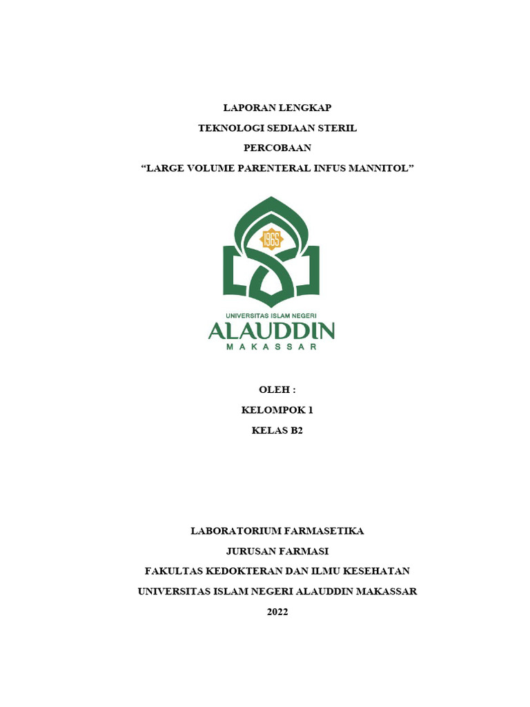 Lapleng Sediaan LVP k1 b2 | PDF