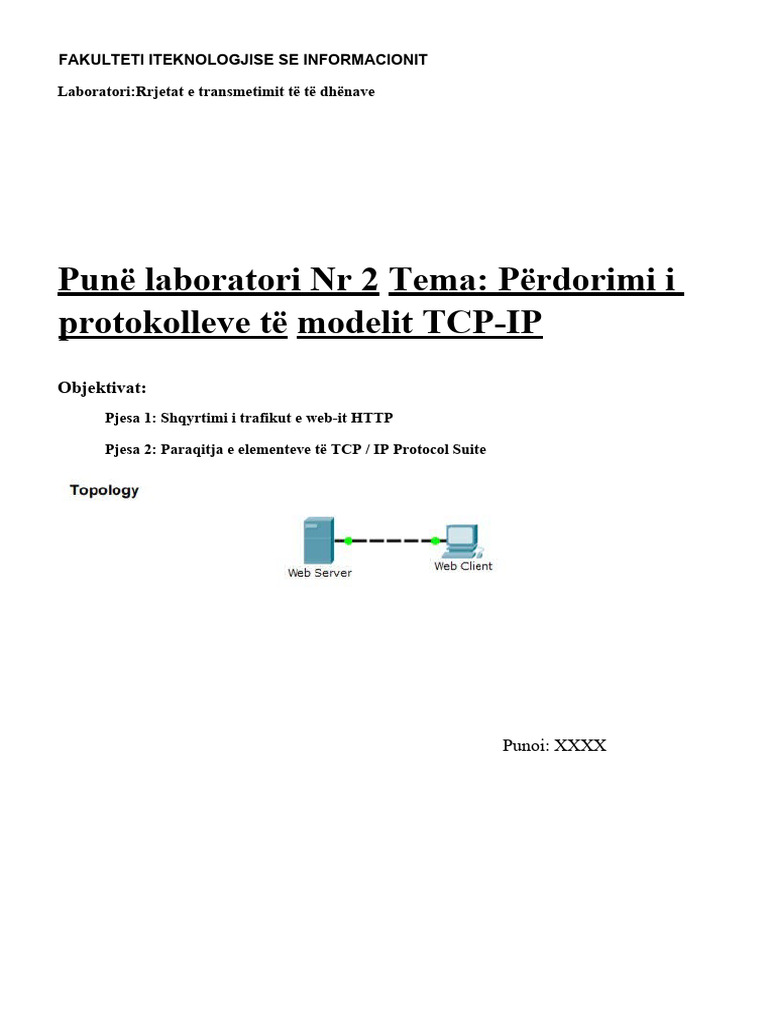 Rrjeta e Trans. Te Te Dhenave Laborator 2 | PDF