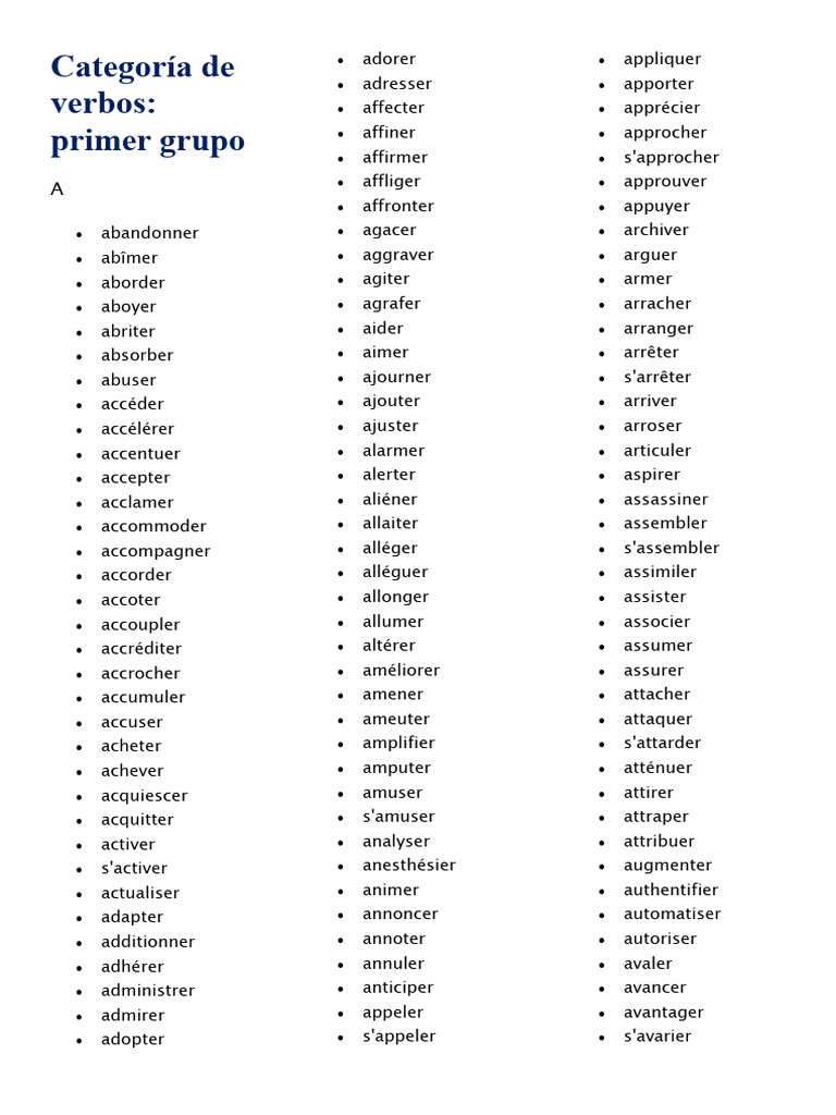 LISTA DE VERBOS | PDF