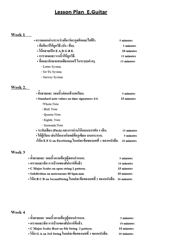 สำเนา Lesson Plan E.Guitar | PDF