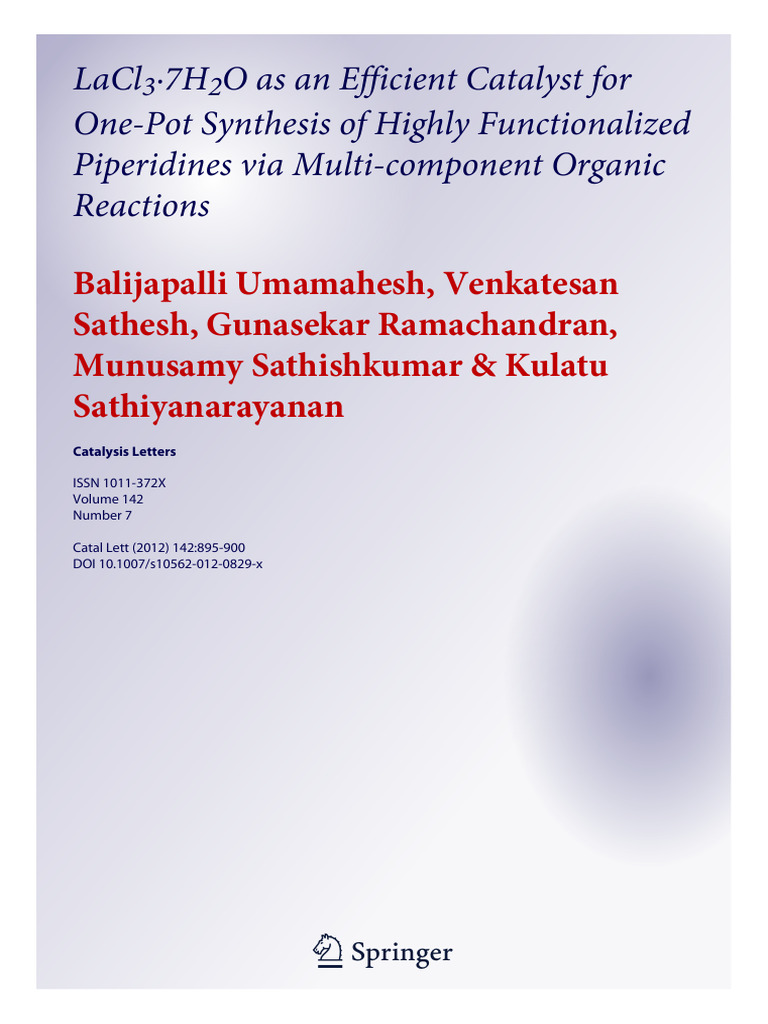 Catalysis Letters 10.1007s10562-012-0829-x | PDF | Chemical Reactions ...