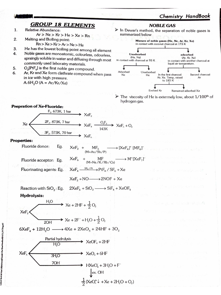 P-Block Elements: Noble Gas Overview | PDF | Gases | Chemical Industry