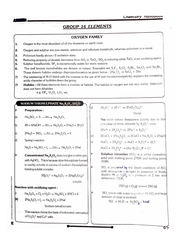 P Block Group 16 Kota Best Revision Notes ? | PDF | Sulfuric Acid ...
