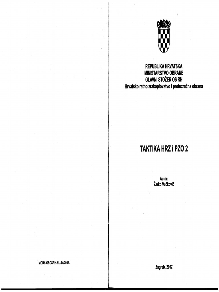Zarko Vuckovic - Taktika HRZ I PZO 2 (2007) | PDF