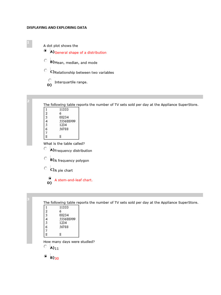 Answer of Assignment of Displaying & Exploring Data | PDF | Median ...