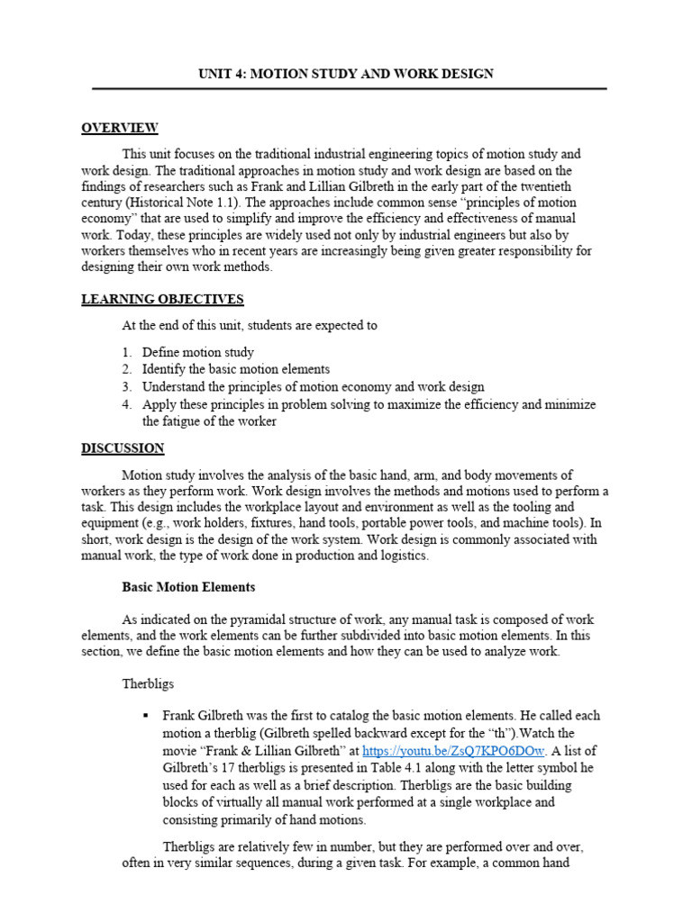 Motion Study and Work Design Principles | PDF | Industrial Engineering ...