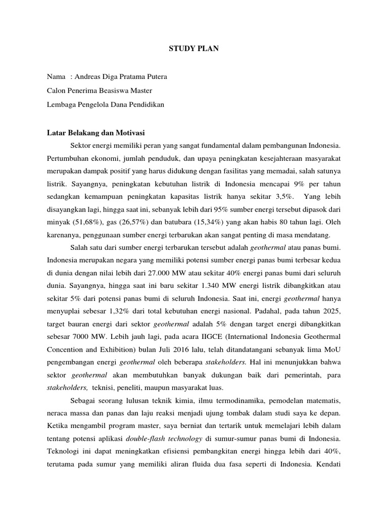 STUDY PLAN Dos Finale-Andreas | PDF