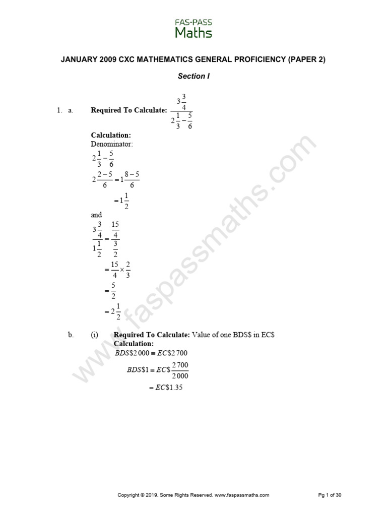 10.csec Maths January 2009 Answers | Download Free PDF | Circle ...