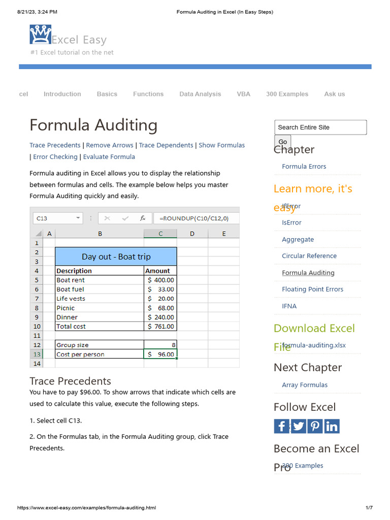 Excel Formula Auditing Made Easy | PDF | Microsoft Excel | Computer Science