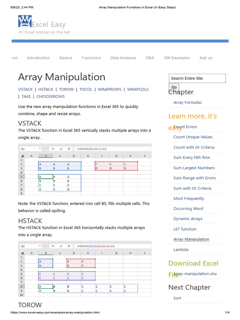 Excel 365 Array Functions Guide | PDF | Microsoft Excel | Function (Mathematics)