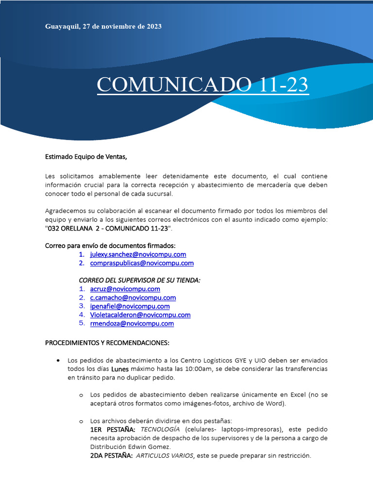 Comunicado 11 23 | PDF | Finanzas y dinero
