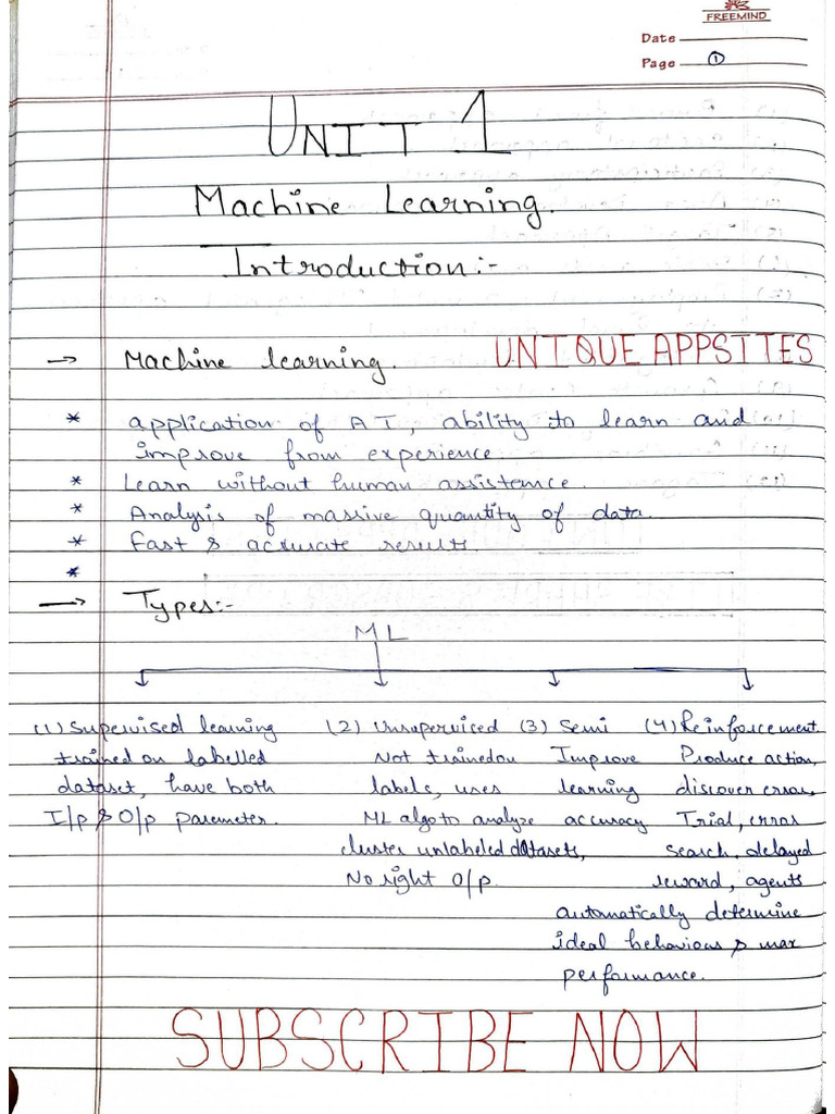 Machine Learning Unit 1 Full Explanation Notes | PDF