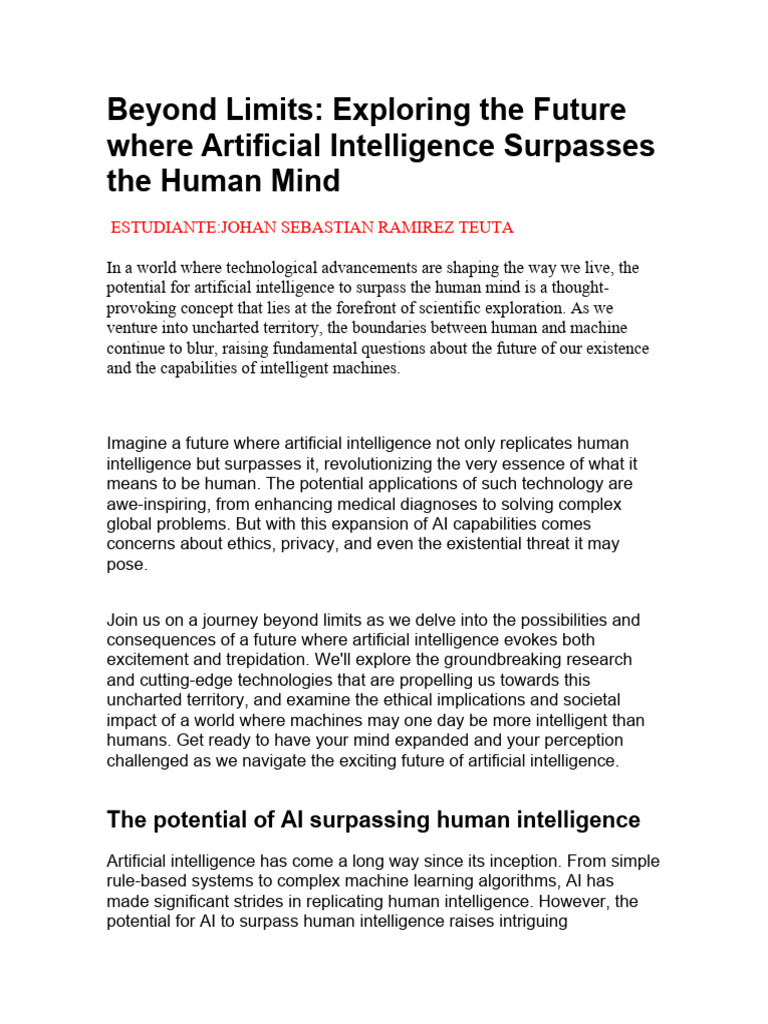 Beyond Limits: Exploring The Future Where Artificial Intelligence Surpasses The Human Mind | PDF ...
