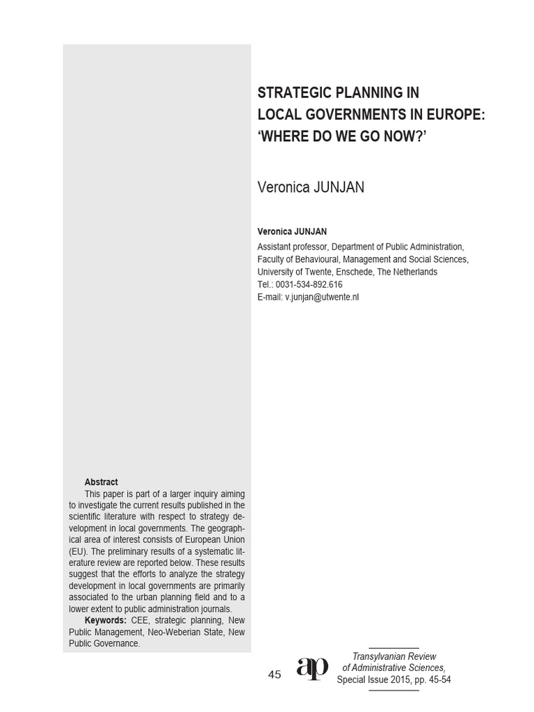 8-Strategic Planning in Local Governments in Europe Where Do We Go Now ...