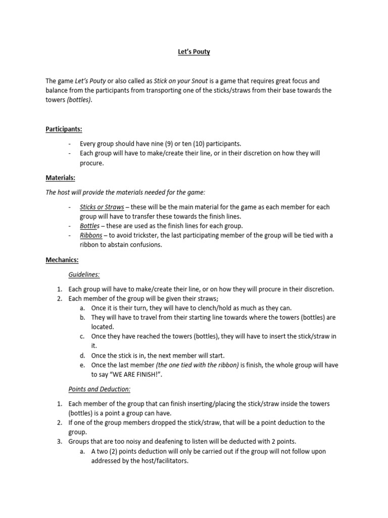 Pe 104 Group 1 Game Mechanics | PDF