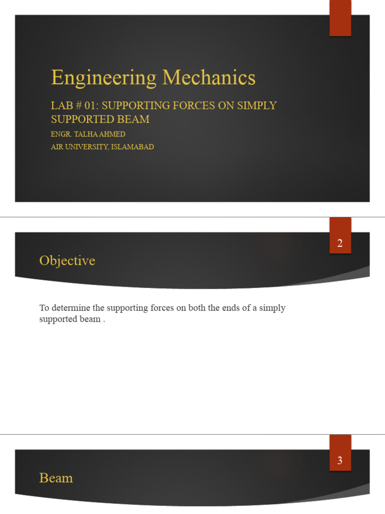 Engineering Mechanics LAB 1 | PDF