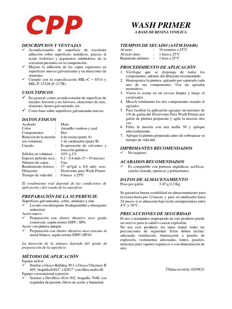 Wash Primer CPP | PDF | Pintar | Aluminio