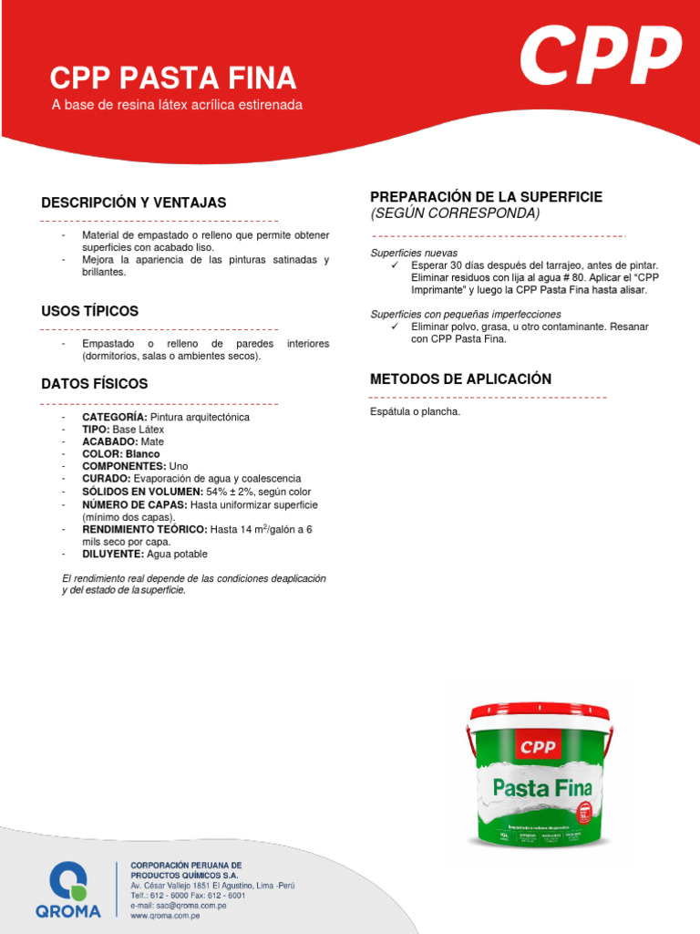 1016 Pasta Fina para Muros | PDF | Pintar | Agua