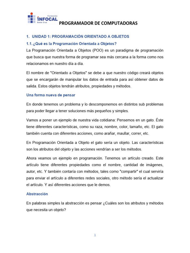 Programación Orientado A Objetos | PDF | Objeto (informática) | C Sharp (lenguaje de programación)