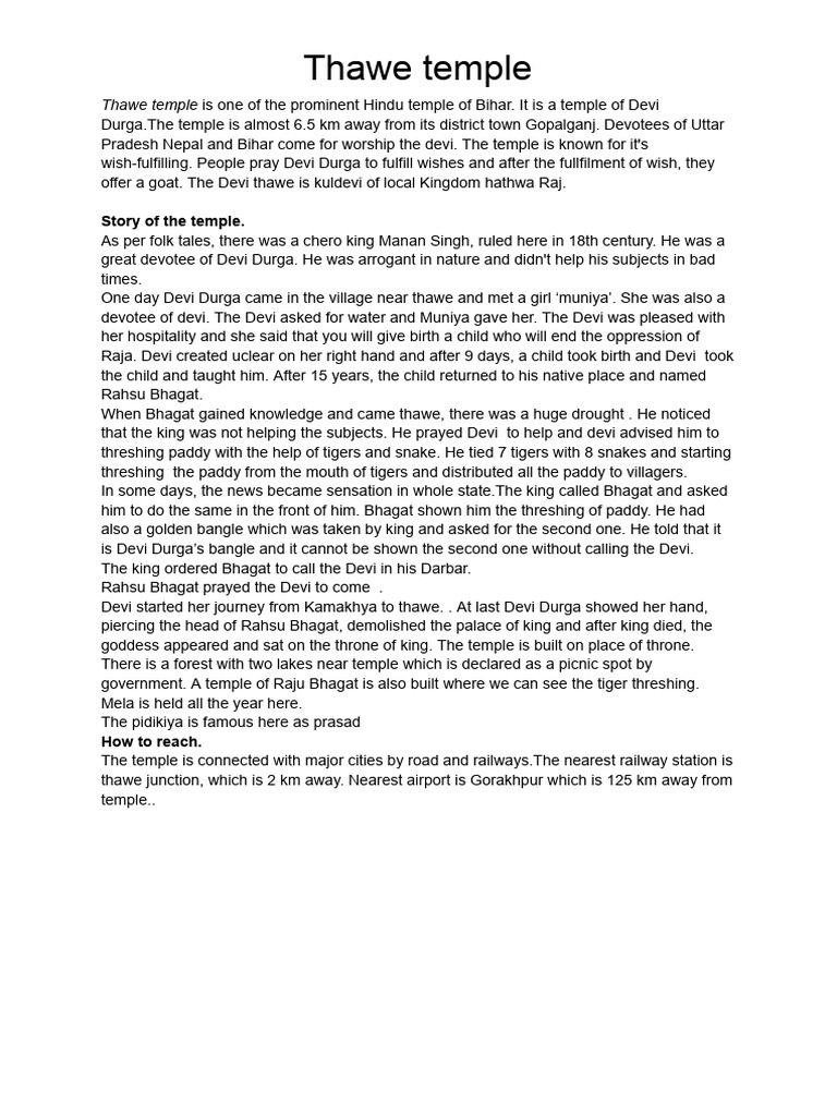 Thawe Temple | Download Free PDF | Devi | Gender And Hinduism