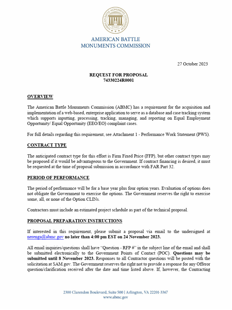 74330224R0001 RFP Instructions Letter | PDF | Request For Proposal ...