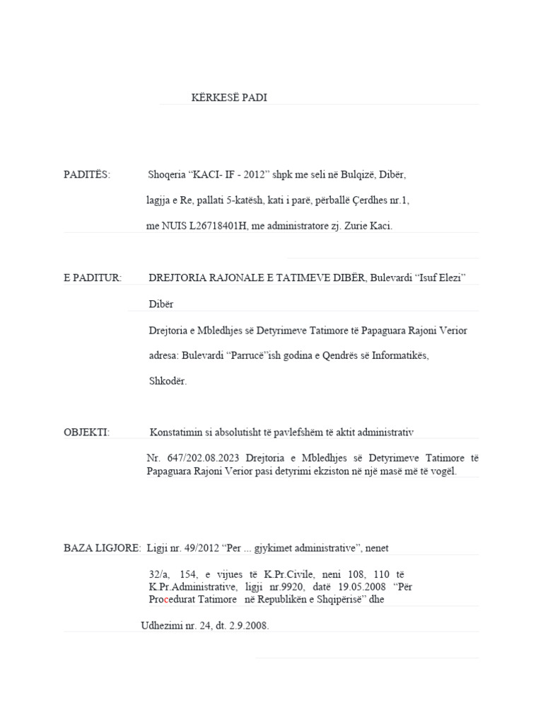 Kerkese Padi Kaci if Shpk | PDF