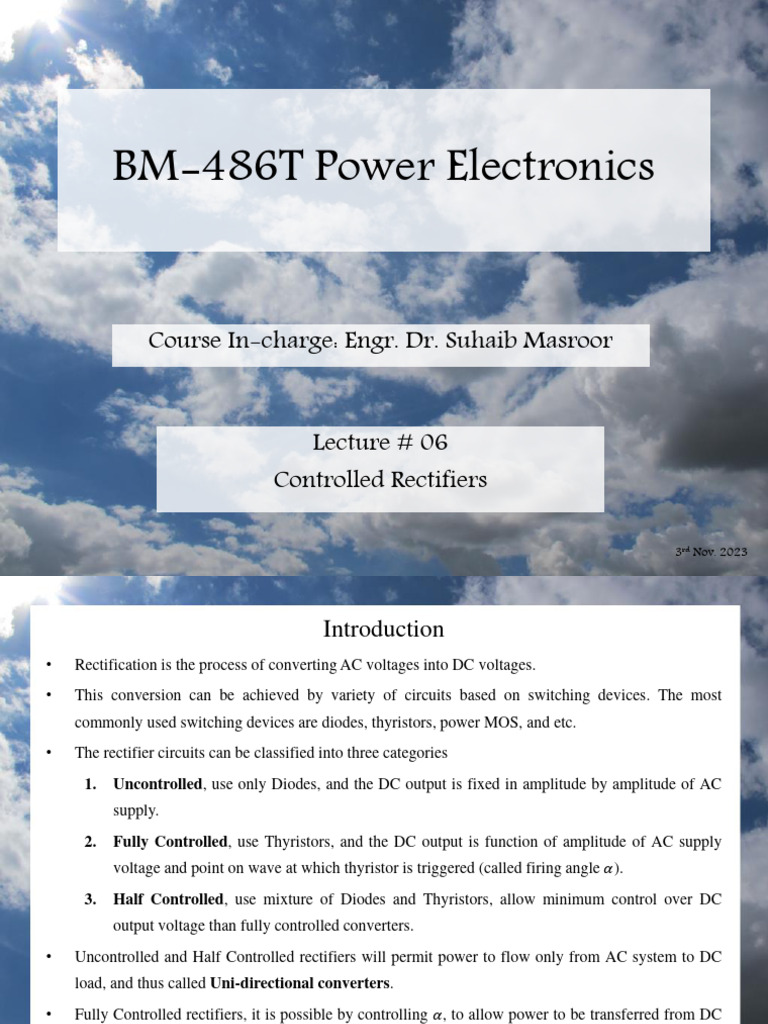 Lecture # 06 Controlled Rectifiers | PDF | Rectifier | Direct Current