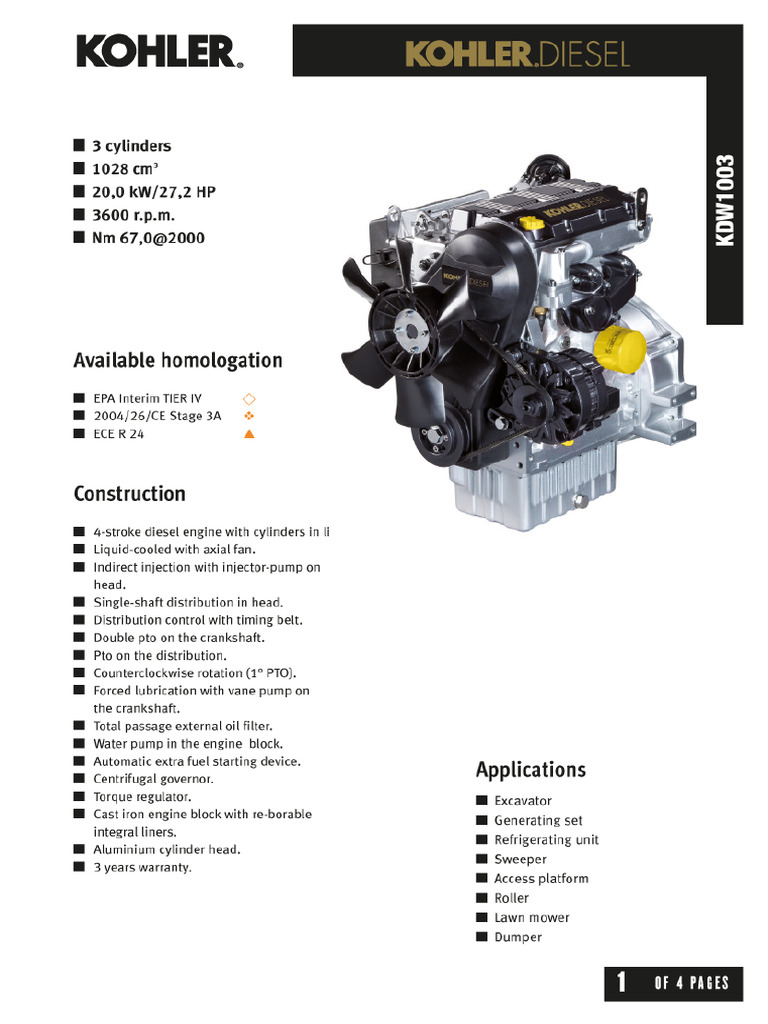 Kohler Diesel KDW1003 27.2hp | PDF